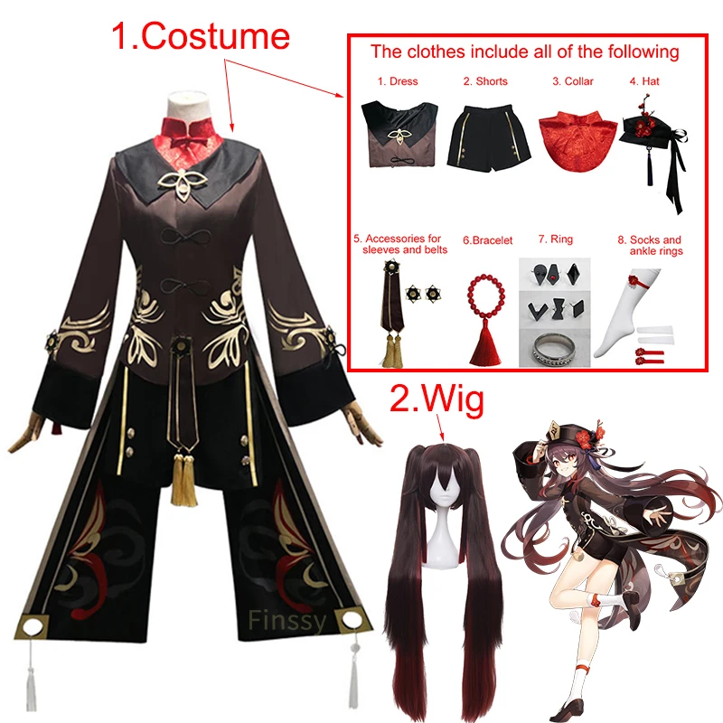 Genshin Impact Hu Tao Cosplay Costume Chinese Ancient Costume Halloween ...