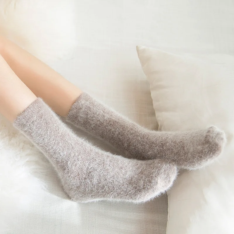 Pure-Color-Warm-Winter-Socks-Angora-Rabbit-Hair-Female-Thickening-Wool ...