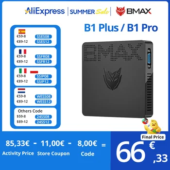 Bmax-mini ordenador B1 Plus, komputer Intel procesador Apollo Lake N3350, Windows 10, 4K, 6GB ...