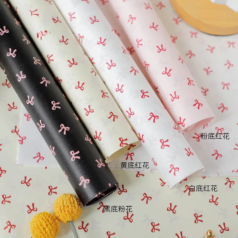 20pcs 50x70cm Bow Tissue Paper Printed Flowers Wrapping Floral Paper Gift Bouquet Packaging ...