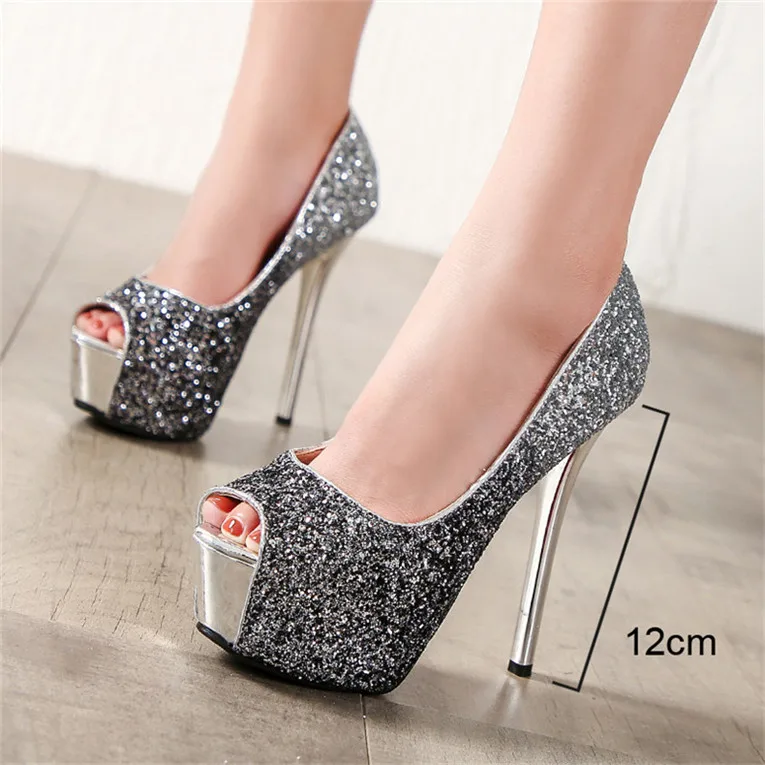 Silver Closed Toe Prom Heels