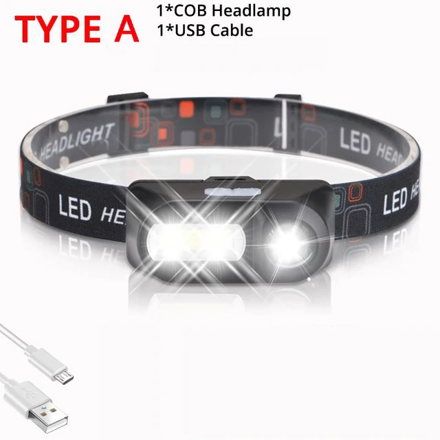 COB LED 헤드램프 18650 헤드라이트, USB 충전 헤드 램프, 손전등, 헤드 라이트, 야외 캠핑 낚시 조명, 80000 루멘