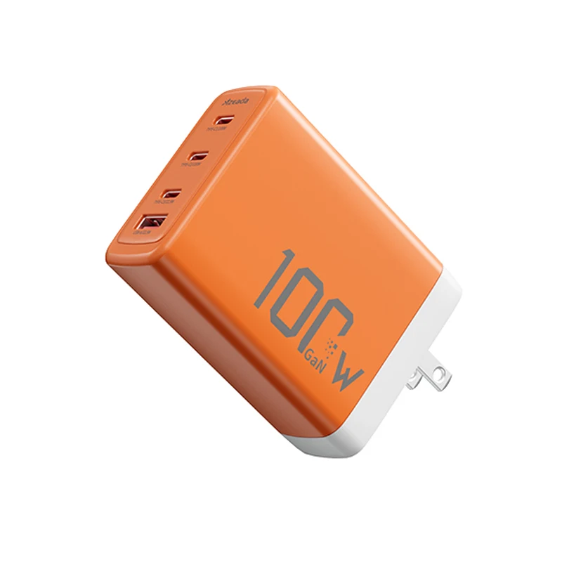 Orange-100W-USB-C-GaN-Charger-4-Port-GaN-Foldable-Compact-Wall-Charger ...