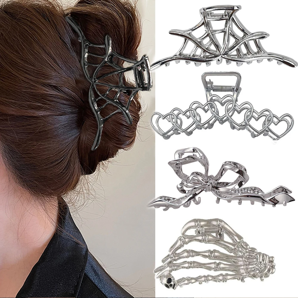 New-Spider-Web-Metal-Hair-Crab-Clips-Alloy-Halloween-Hair-Claw-Clips ...