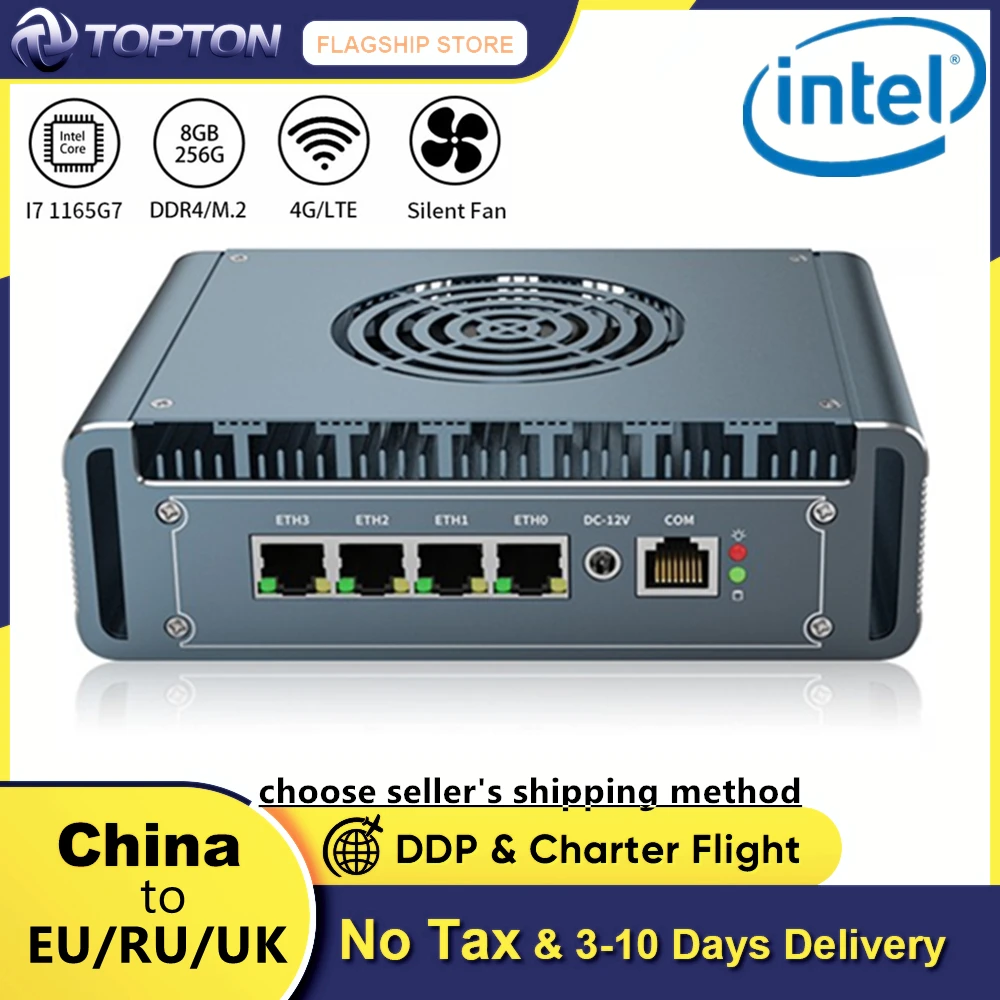 4 Intel i225 2.5G LAN 11th Gen Intel Mini Fan Router i7 1165G7 i3 ...