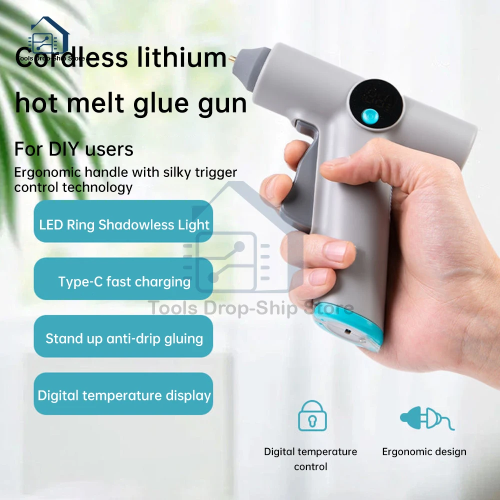 25W Digital Display Wireless Electric Hot Melt Glue Gun handmade ...