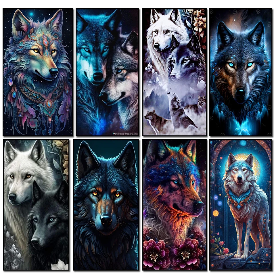 Wolves 5d Diy Diamond Painting Kits Full Diamond Art Embroidery Mosaic ...