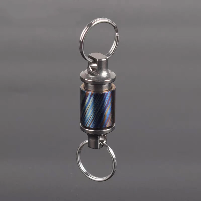 Titanium Damascus Keychain, Quick Release Key Ring, 360° Rotary ...