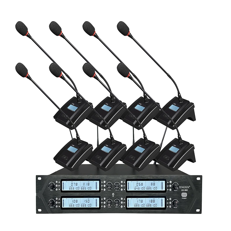 8-Channels-UHF-Gooseneck-Conference-MIC-Wireless-Condenser-Microphone ...