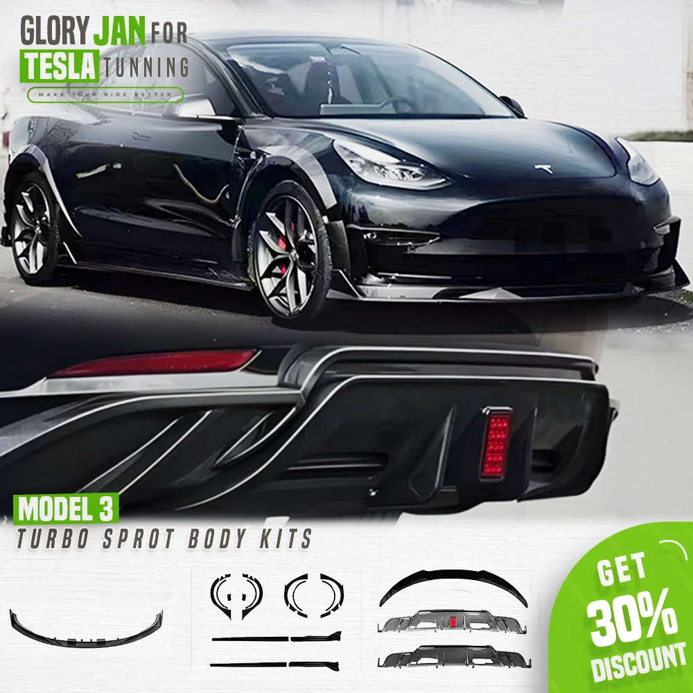 Model-3-Body-kits-For-Tesla-2017-2023-Front-Bumper-Lip-Side-Skirt-Rear ...