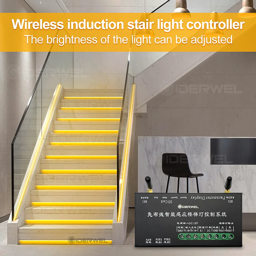 Tira de luces LED con Sensor de movimiento para escalera, Lámpara ...