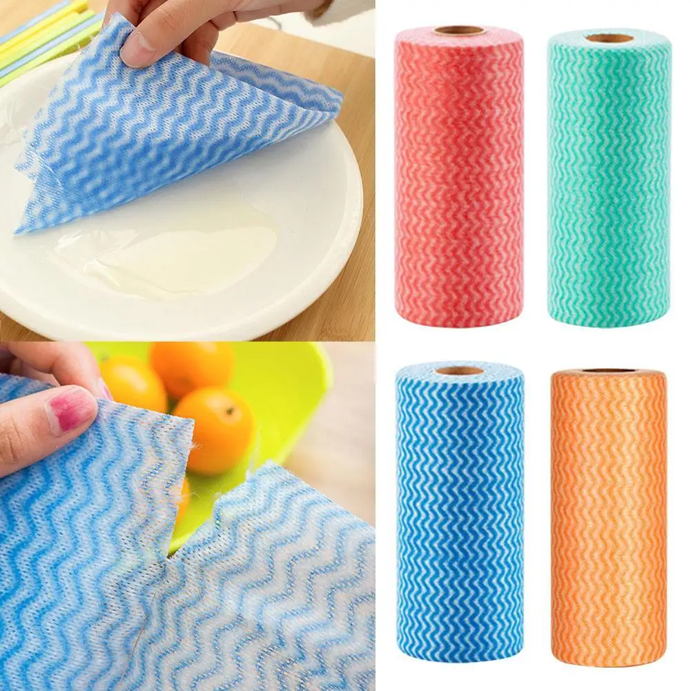 50pcs/Roll Cleaning Cloths Disposable Cleaning Wash Cloth Multi-purpose ...