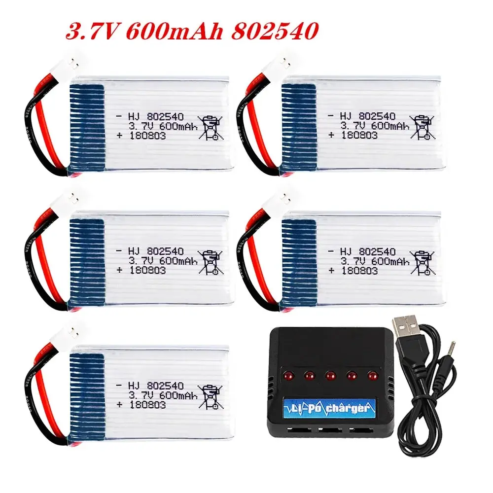 3.7V 600mAh 802540 30C Lipo Battery With Usb Charger For SYMA X5C X5C-1 ...