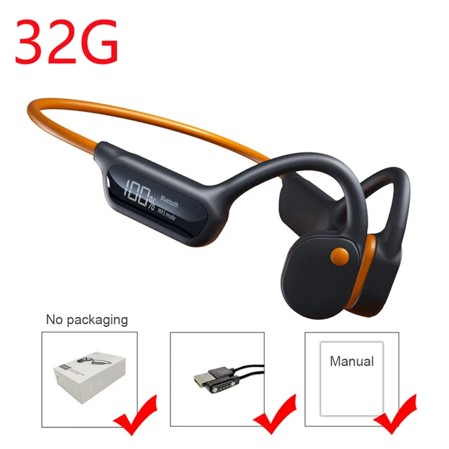 Real Bone Conduction Headphones Swimming IPX8 Waterproof 32GB MP3 ...