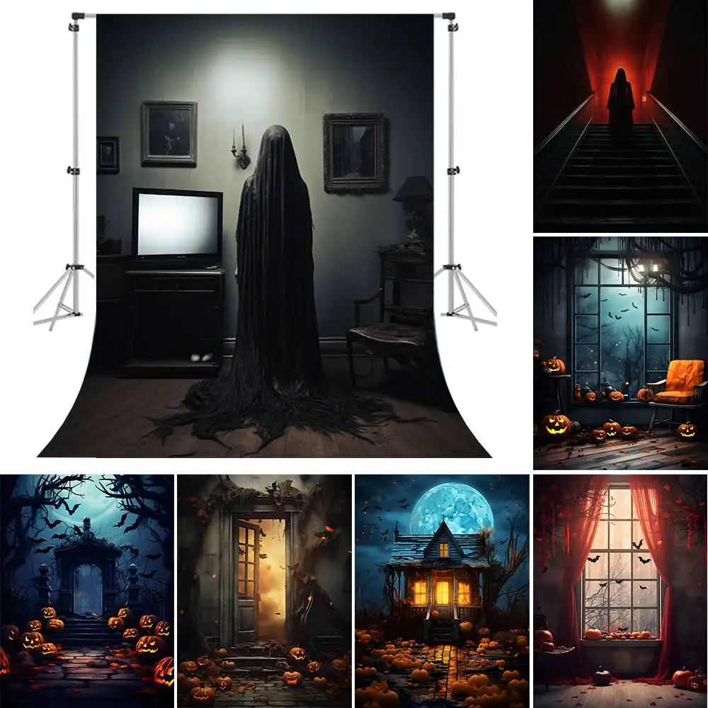 Bonvvie-Halloween-Photography-Backdrop-Horror-Night-Scary-Castle-Ghost ...