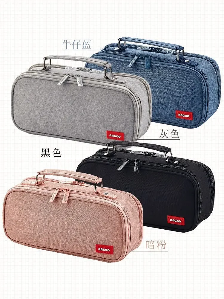 Angoo-3-Layer-Pen-Bag-Pencil-Case-Multi-Storage-Large-Handle-Pouch ...