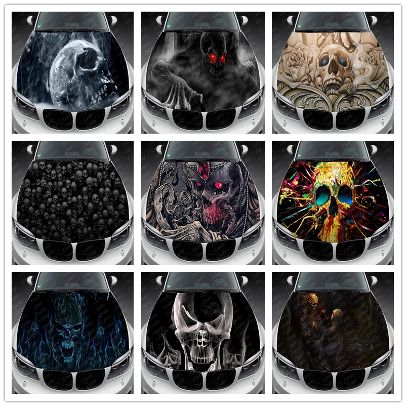 Dark Skull Car Hood Decal, Sticker, Graphic, Wrap Decal, Truck Decal ...