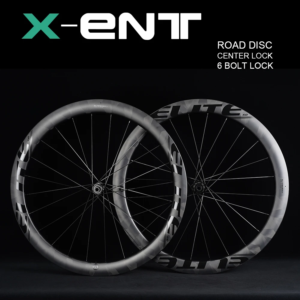 ELITEWHEELS ENT X WEAVE Carbon Wheelset Road Disc Brake Wheels Tubeless ...