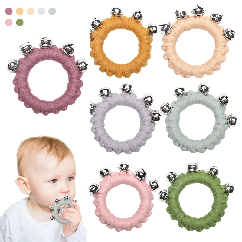 1Pc Baby Rattle Cloth Wooden Teether Ring Toys Baby Gym Music Mobile ...