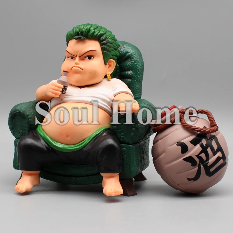 Anime One Piece Fat Otaku Roronoa Zoro Drinking GK figurita figuras de ...