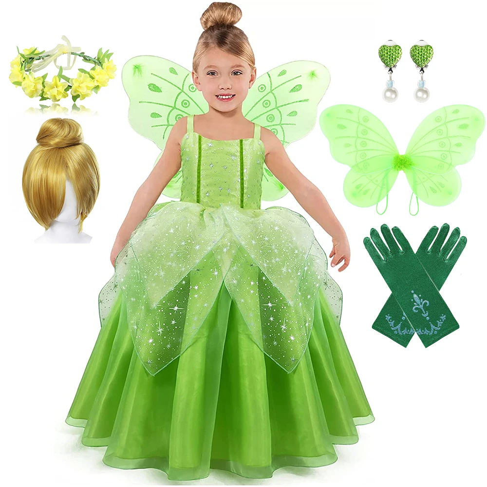 디즈니 드레스 픽시 요정 코스프레 드레스, 여아용 할로윈 팅커 벨 공주 의상, 유아 어린이 카니발 베스티도 가운 ...
