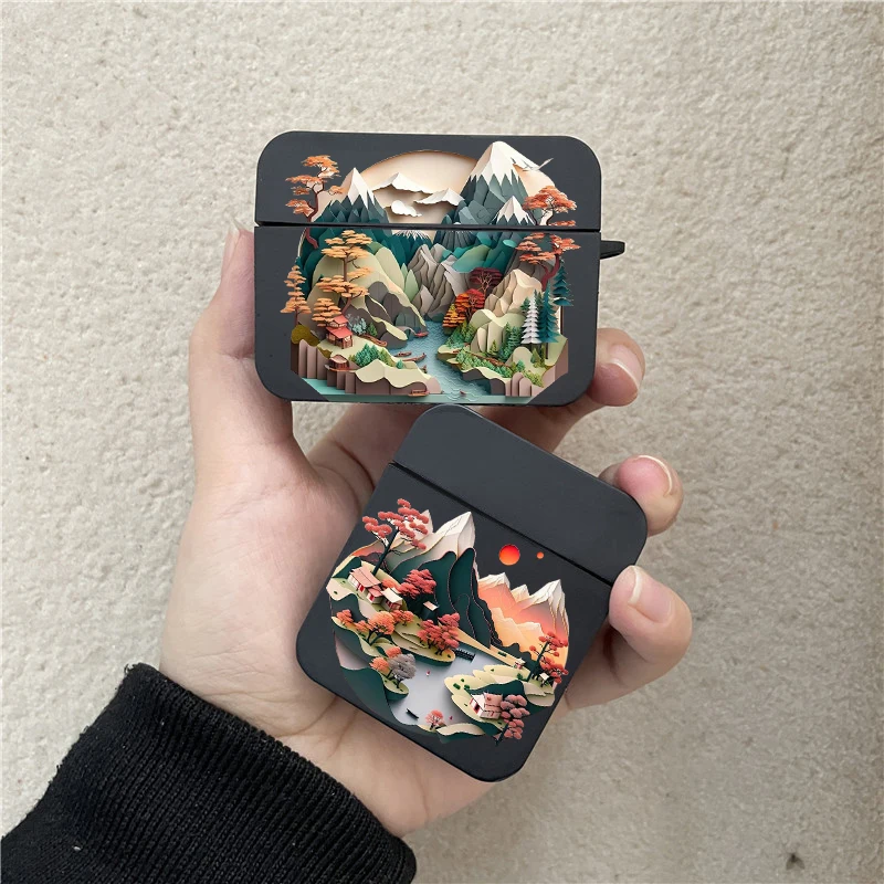 Paper-Cute-Creative-Mountain-Print-Earphone-Case-for-Airpods-1-2-3-Pro ...