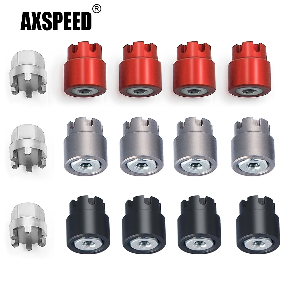 AXSPEED-4Pcs-Aluminum-M2-Wheel-Hubs-Locking-Nuts-Cap-for-Axial-SCX24 ...