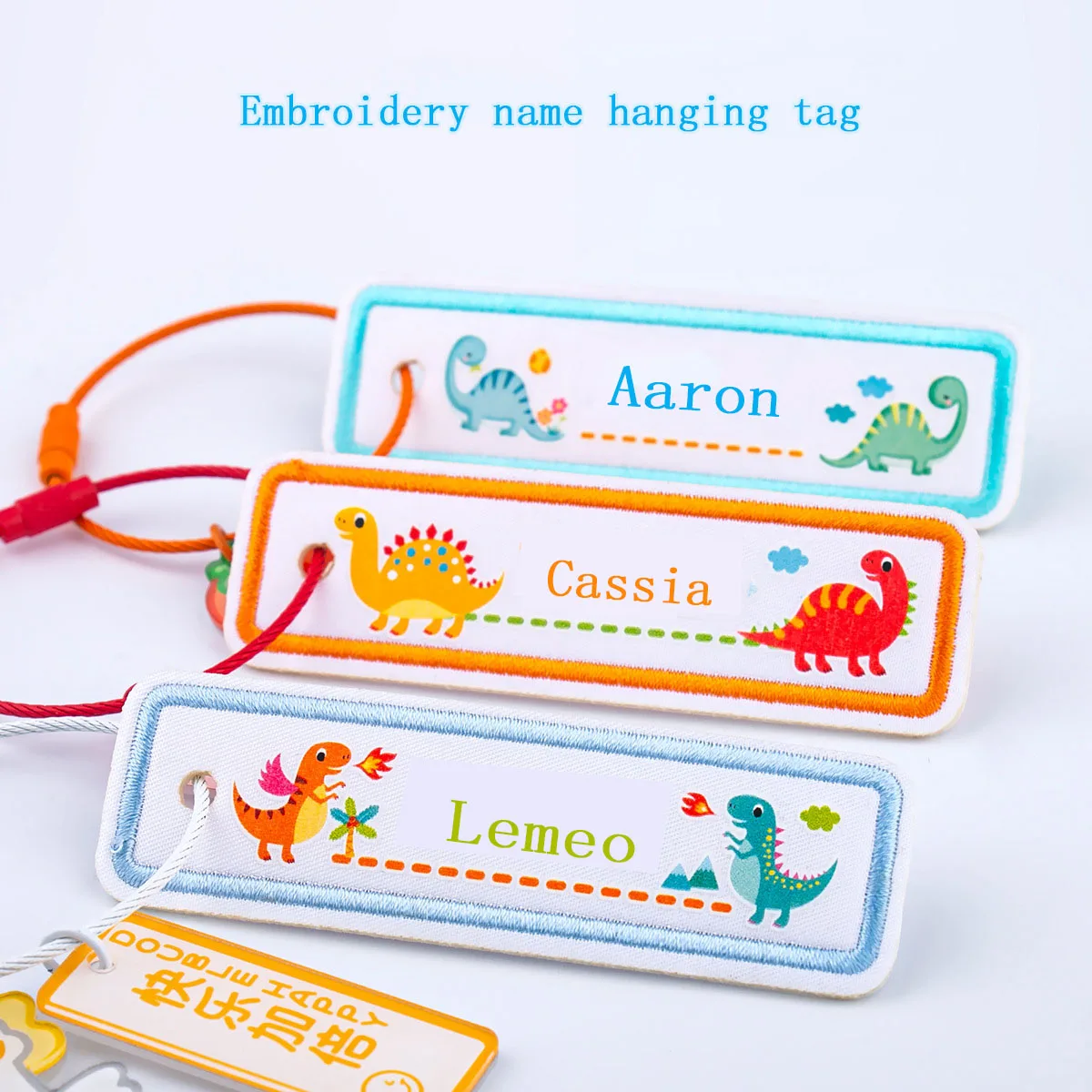 Customized Embroidery Baby Name Tag Double Sided Hanging Schoolbag ...