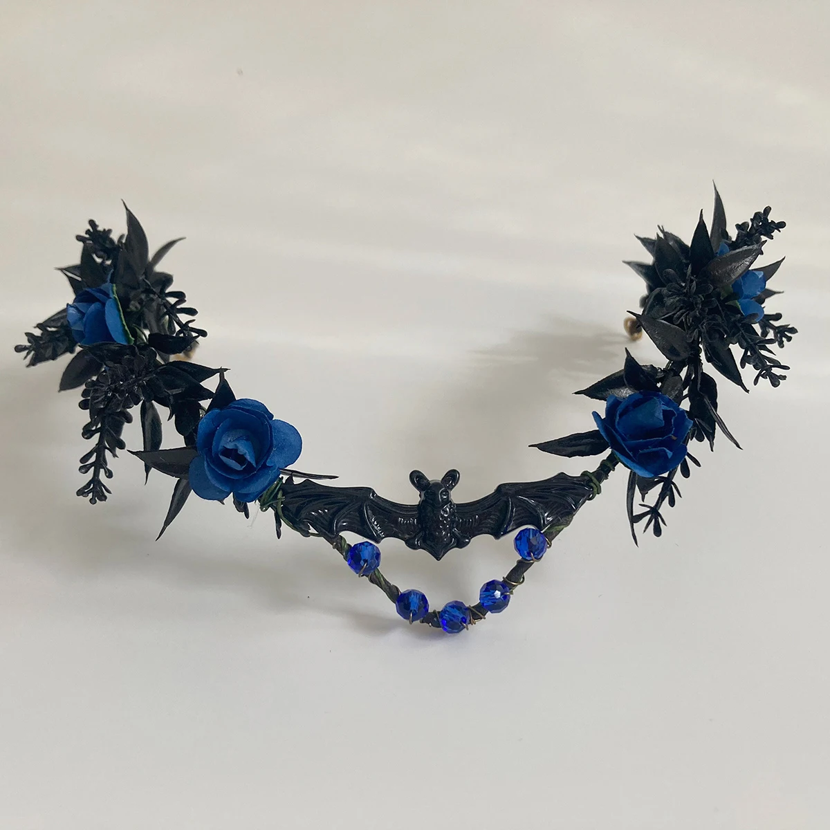 black gothic flower crown Goth tiara with the bat Vampire crown Witch ...