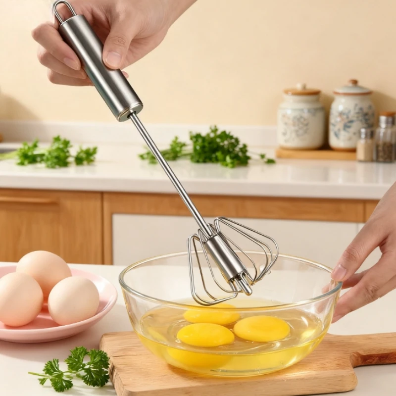 Stainless steel semi-automatic egg beater, rotating cream egg mixer ...