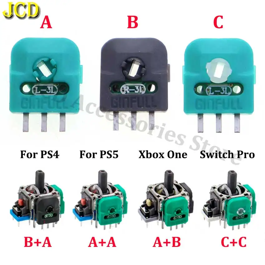 JCD 2pcs 3D Hall Analog Joystick Potentiometer 3 Pin Sensor Module For ...