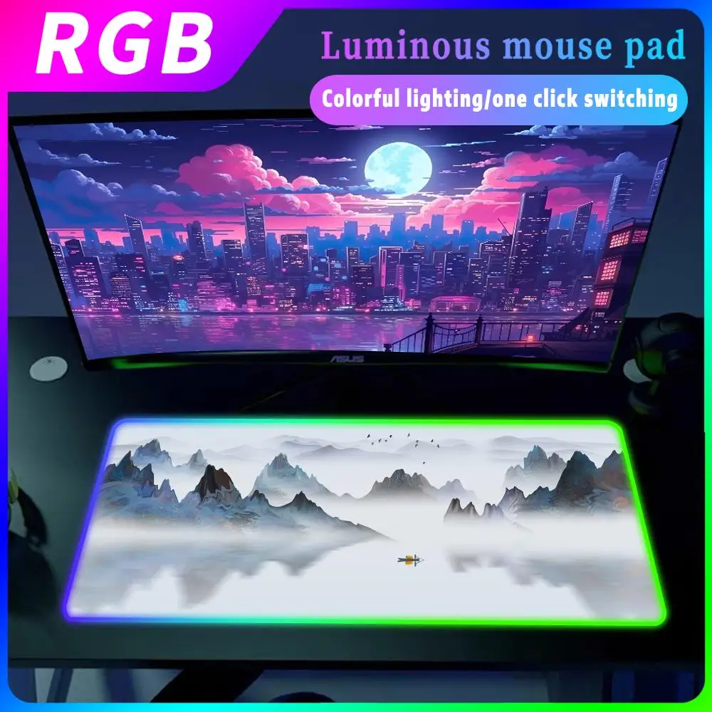 Chinese-retro-style-Mouse-Pad-RGB-landscape-LED-High-Speed-Computer ...