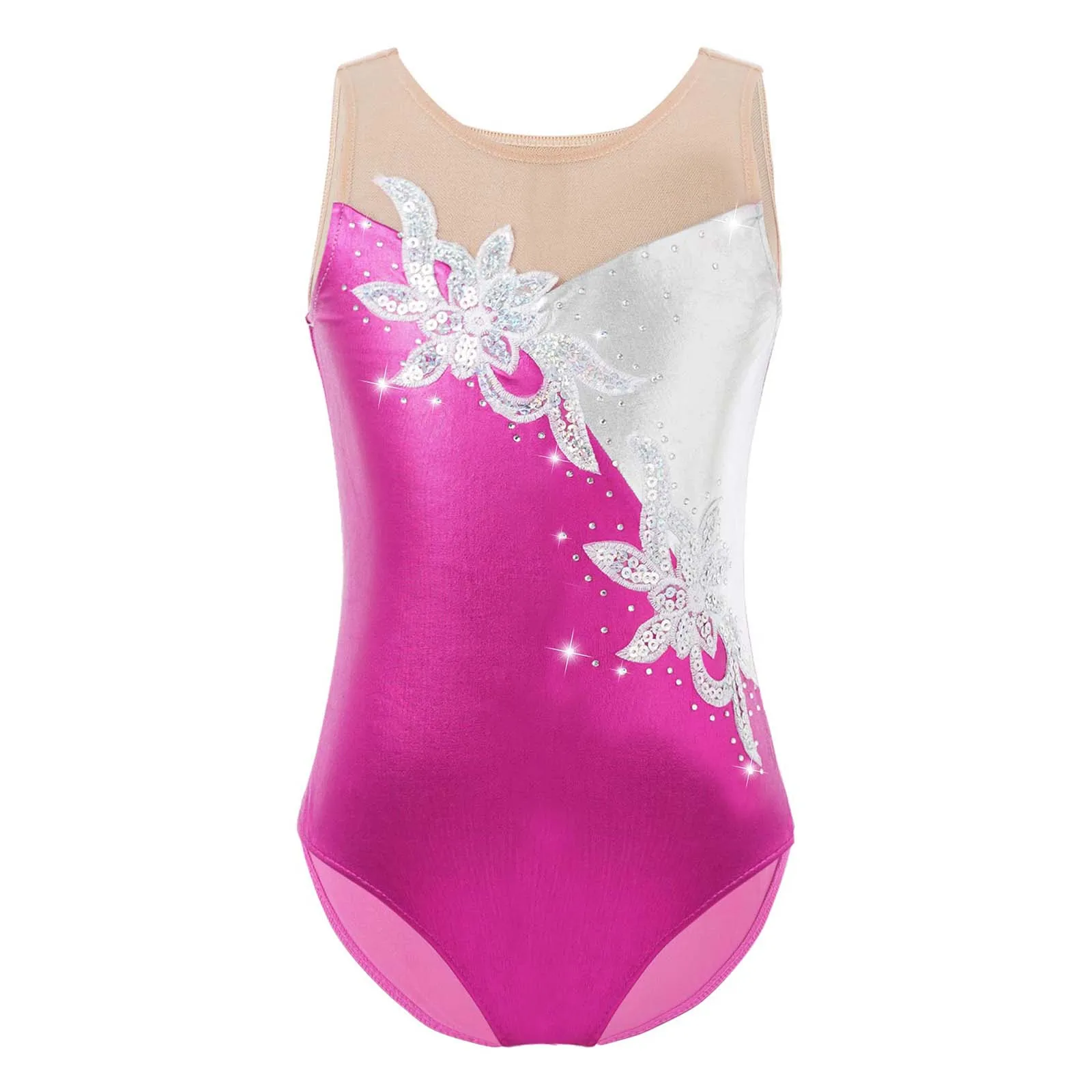 Kids-Girls-Faux-Diamonds-Gymnastic-Swimsuit-for-Dancing-Adorned-Modern ...
