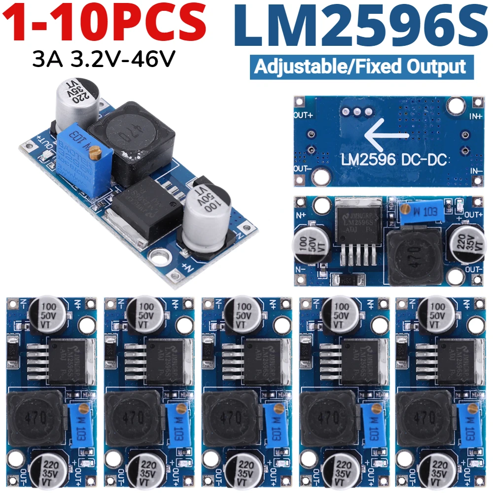 10-1PC-LM2596-DC-DC-modulo-Step-down-alimentatore-modulo-convertitore ...