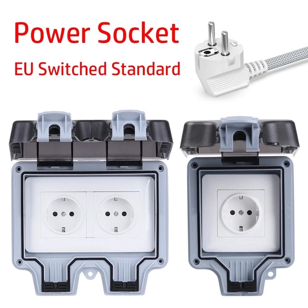 IP66 Waterproof Power Wall Socket Outdoor German EU Plug Socket ...
