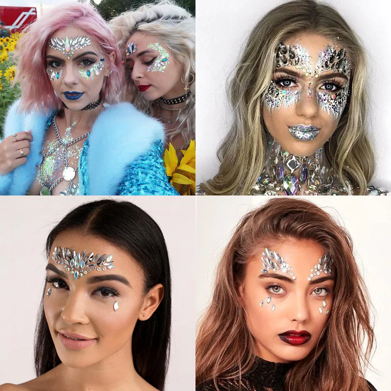 Crystal Face Jewels Body Art Stickers Face Makeup Face Gems Glitter ...