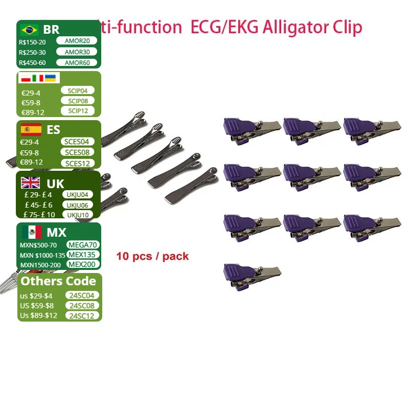 Veterinary-Vet-ECG-EKG-Electrode-Clip-Clamp-Universal-Connection-Snap ...