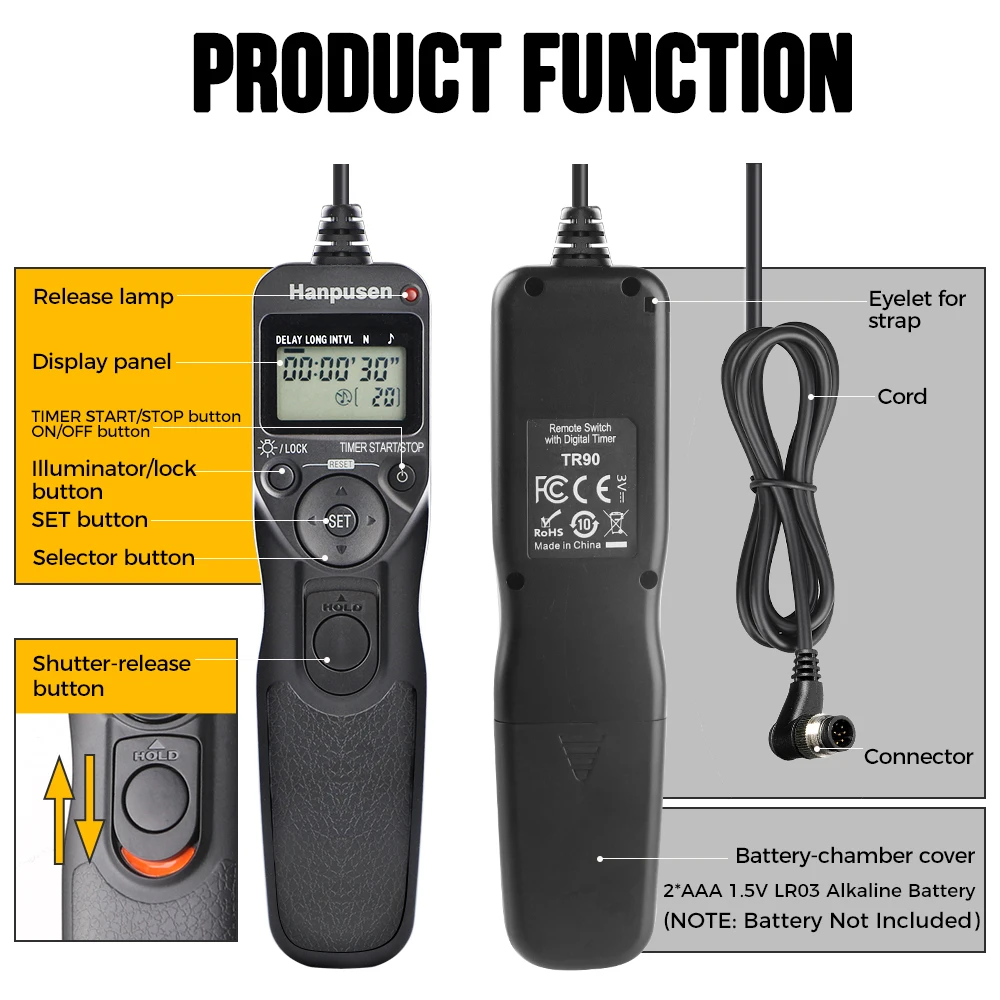 Enhanced Camera Time Lapse Intervalometer with LCD Timer and Remote ...