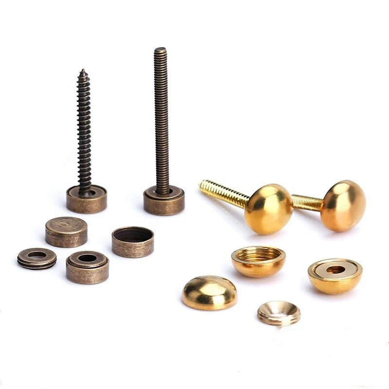 8pcs Brass Screw Cap Circle Decorative Nail Antique Pure Copper ...