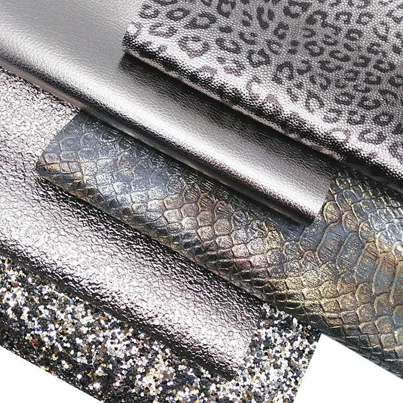 Silber-schwarz-Glitzer-Leder-Bettw-sche-Metallic-Schlange-Kunstleder ...