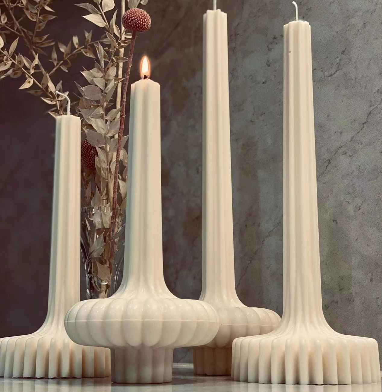 DIY-Aesthetic-Ribbed-Pillar-Candle-Mold-for-Making-Wedding-Tall-Striped ...