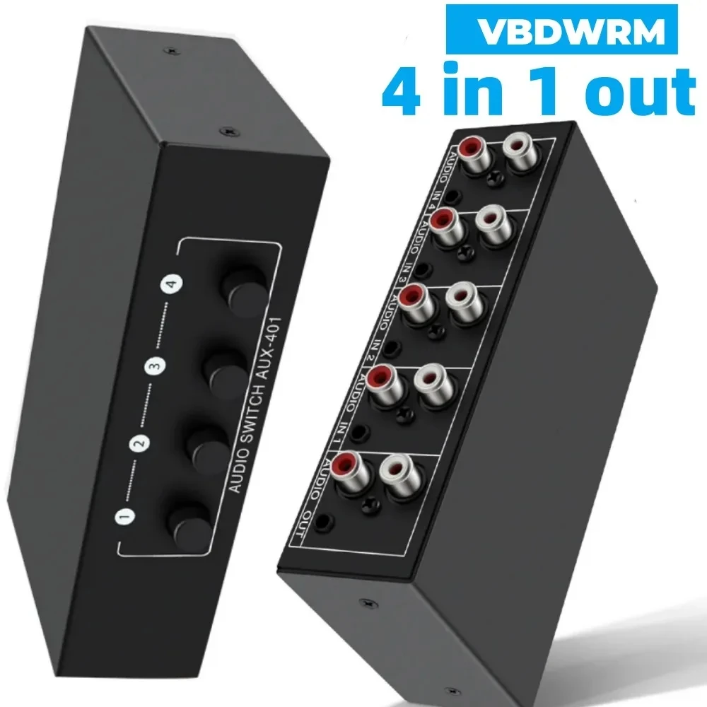 L-R-AUX-Audio-Switch-4-in-1-Stereo-Audio-Selector-Switcher-4X1-Passive ...