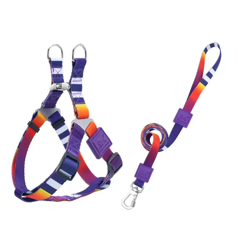 Dog-Chest-Back-Traction-Rope-Suit-Multicolor-Dog-Chest-Strap-Harness-Leash-Set-Gradient-Leash ...