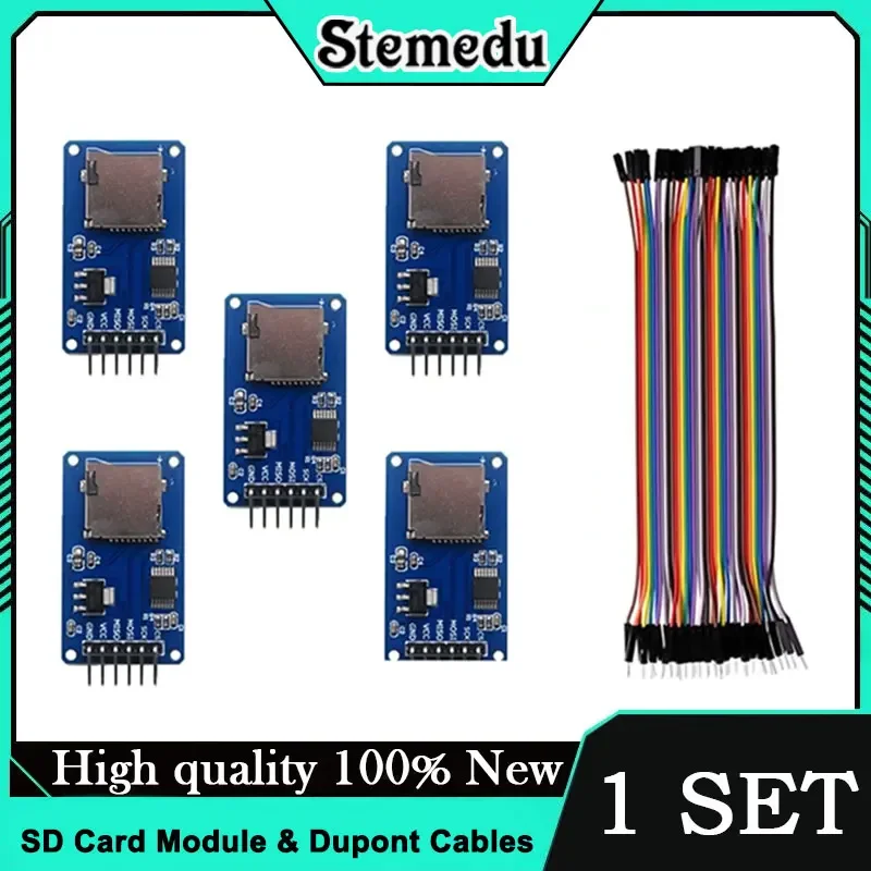 5PCS Micro SD Card Module With 40P Dupont Cables for Arduino ESP32 ...