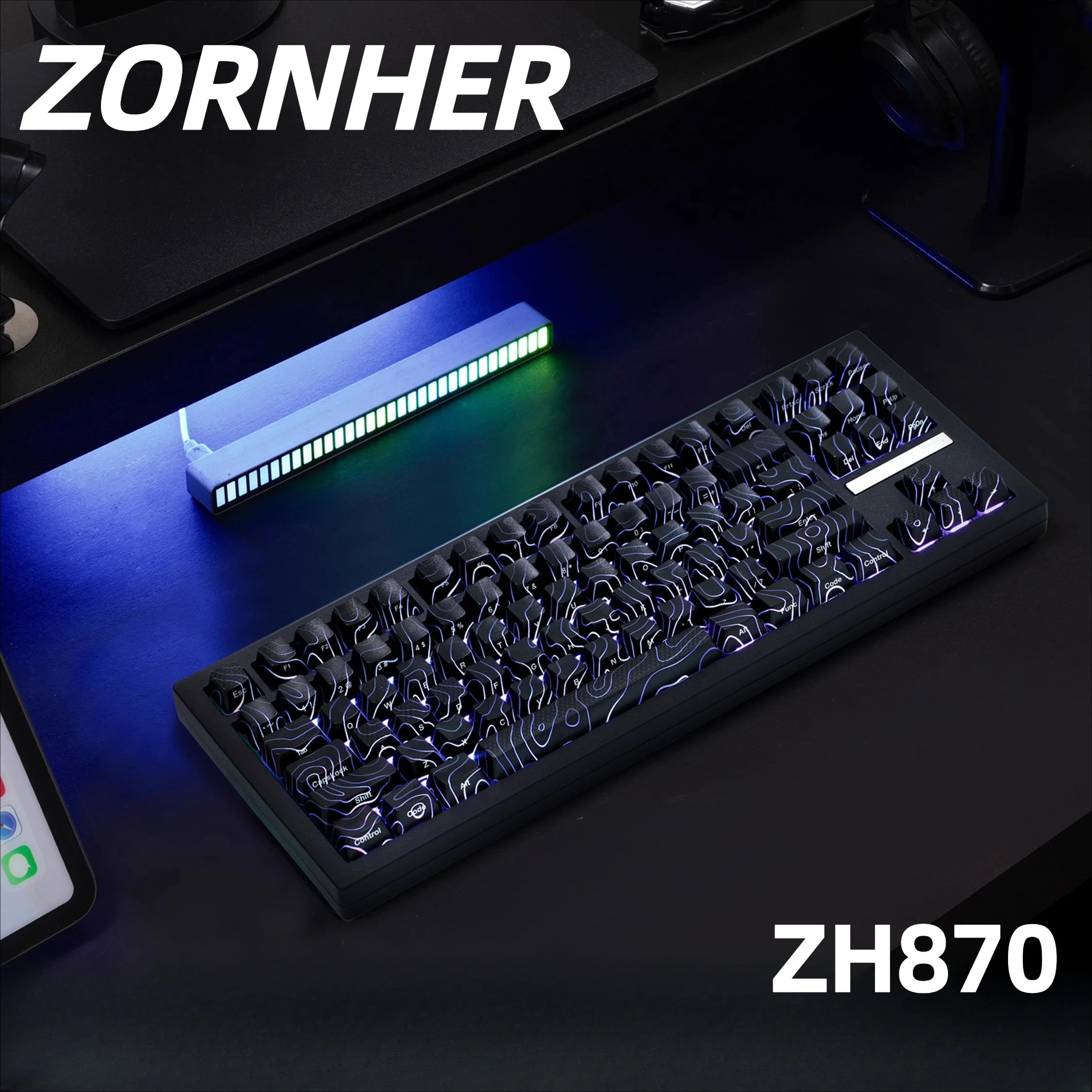 ZORNHER ZH870 Wireless Mechanical Keyboard 80% Spider Web Lightning ...