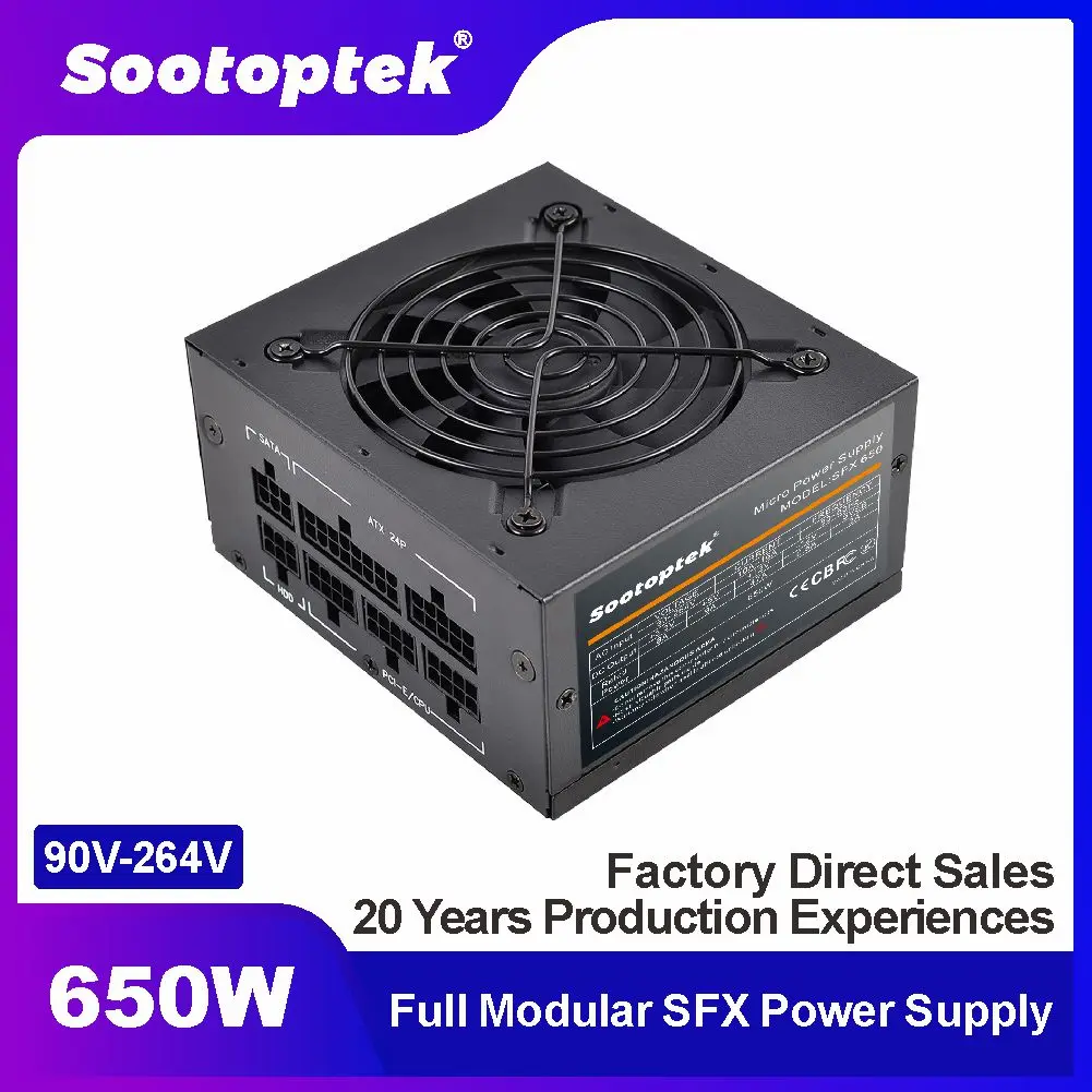 SFX-650W-power-supply-FULLY-MODULAR-MICRO-PSU-80-plus-glod-8cm-silent ...