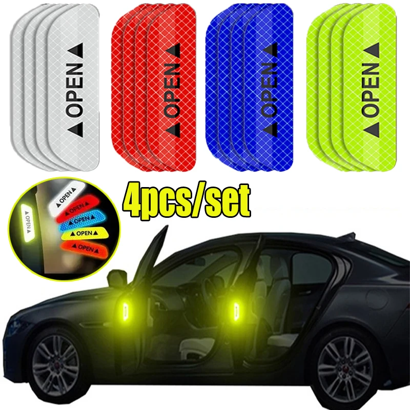 4Pcs-Reflective-Car-Door-Sticker-Safety-Opening-Warning-Reflector-Tape ...