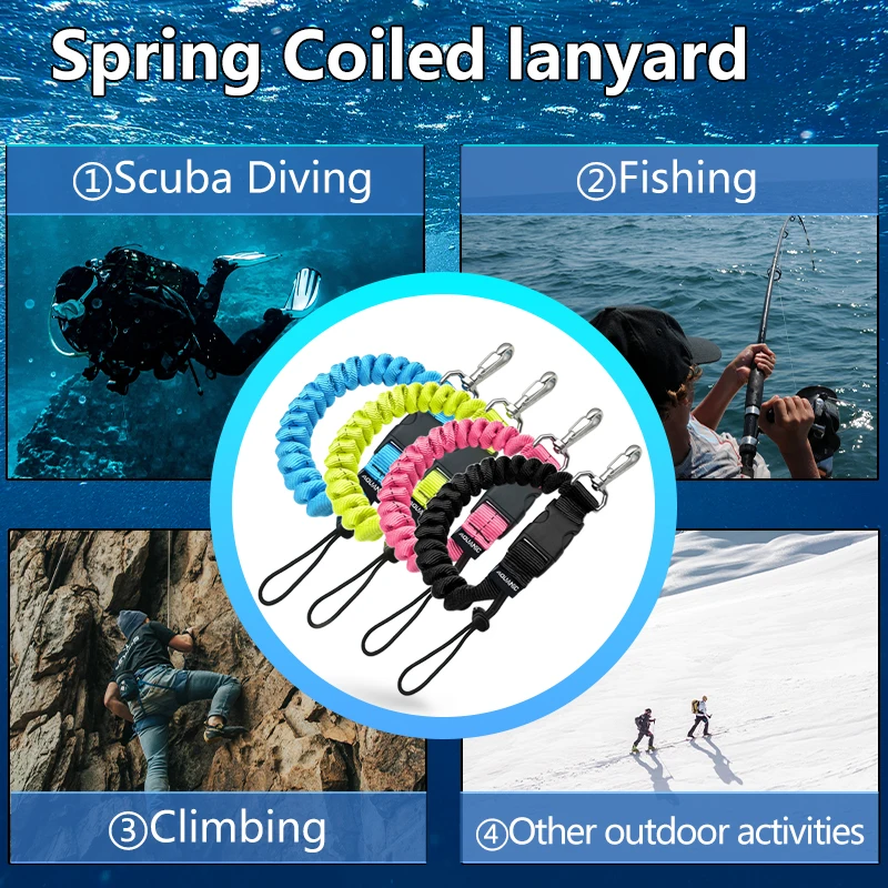 Coiled BCD Lanyard Stainless Steel Scuba Diving Lanyard Professional ...