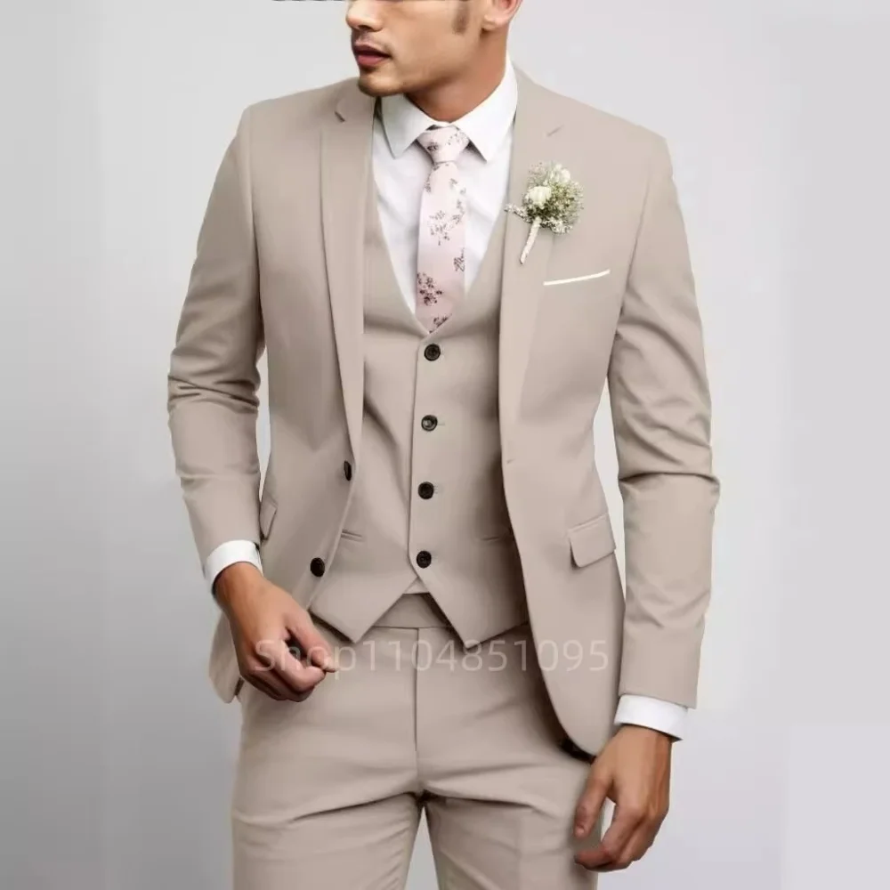 Suits for Men Slim Fit Luxury Wedding Tuxedos Fashion Mens Blazer Vest ...