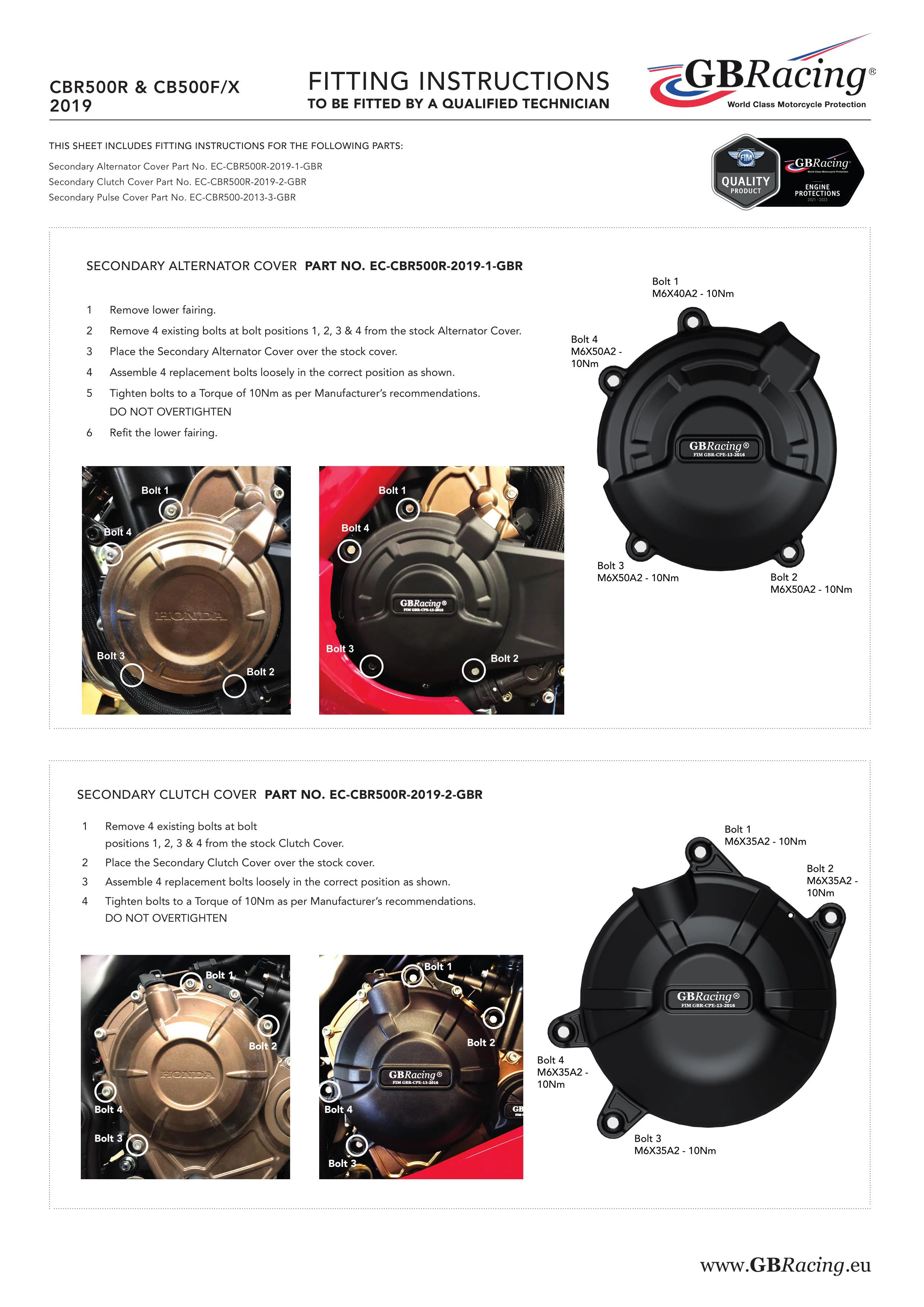 Motorcycles Engine Cover Protection Case Gb Racing For Honda Cbr500r ...